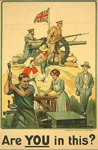 A British propaganda poster characterizes the many ways that everyone ...