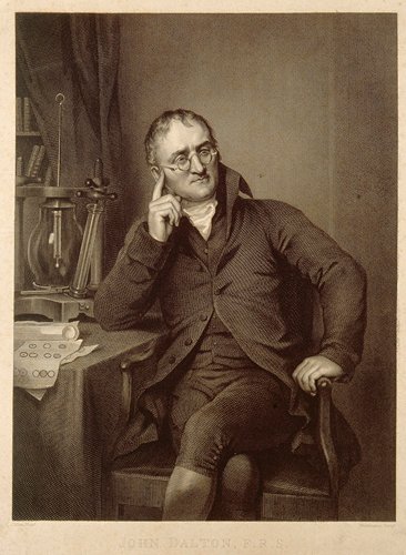 John Dalton. Line engraving by W. H. Worthington, 1823, after J. Allen ...