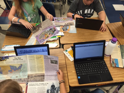 Students creating timelines on HSTRY