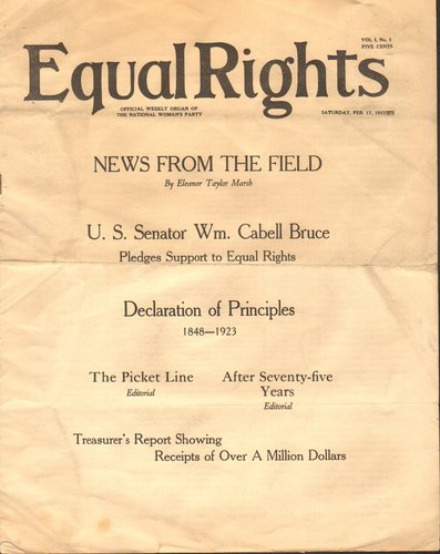 The first issue of Equal Rights, 1923