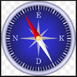 Az iránytű mágneses mutatója az észak-dél irányt mutatja.