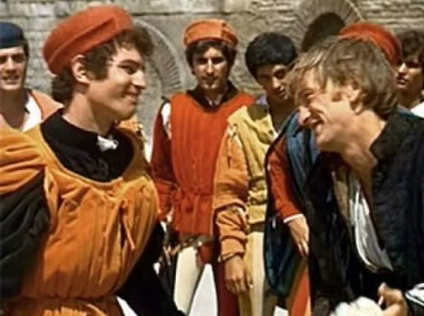 Tybalt enters and he Mercutio have a fight. Romeo tries to break it up ...