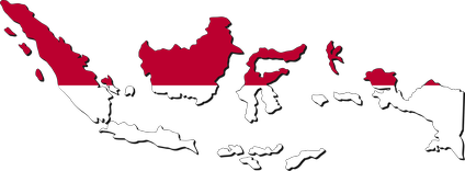 Indonesia map with the flag colored on it