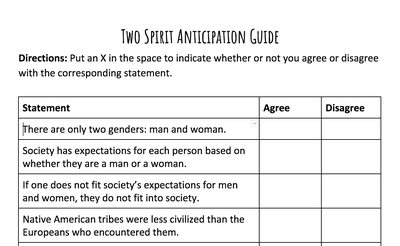 Two Spirit Anticipation Guide