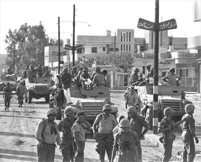 Israeli armoured troop unit entering Gaza during the Six-Day War: June ...