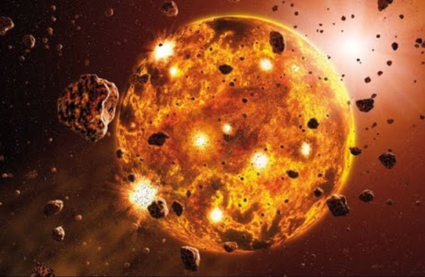 5 billion years ago the Earth was nothing but a dusty old rock.