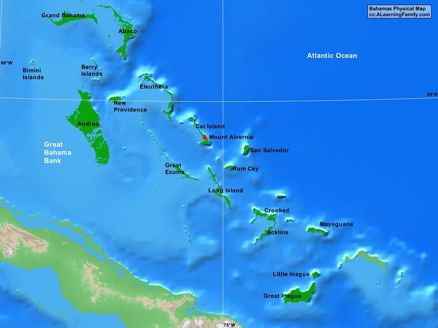 This is an Image showing the physical characteristics of The Bahamas