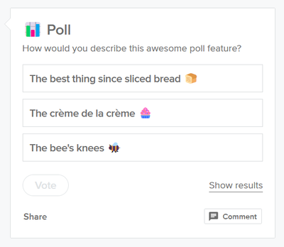Screenshot of poll feature.