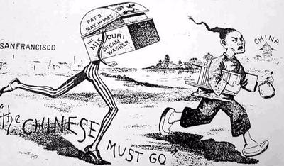 This political cartoon shows the anti-Chinese movement spread across ...