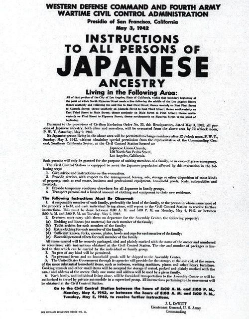 Caused by Executive Order 9066, this poster notified Japanese families ...