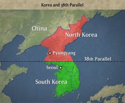 Korea is Divided at the 38th parallel line by the United States And ...