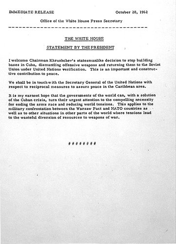 This is President Kennedy's official statement, which officially ended ...