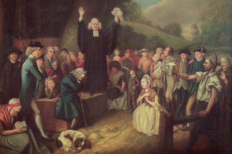 1739: George Whitefield, part of the Methodist and evangelical movement ...