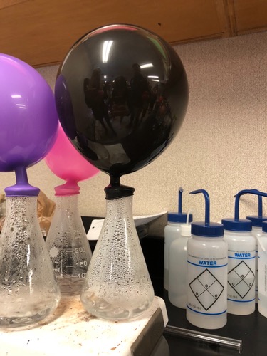 When the flask was being heated, the balloon began to inflate showing ...