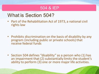 Overview of a 504, what it is, and how it helps.