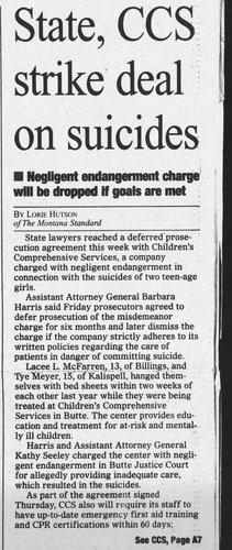 Sept. 1999 – State agrees to drop negligent endangerment charge in ...