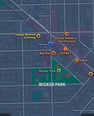 This is the area of wicker park we walked around in.