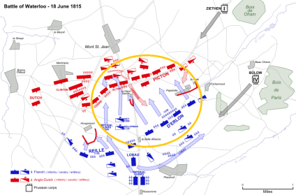 Carte résumant les mouvements armés de la Bataille de Waterloo, 18 juin ...