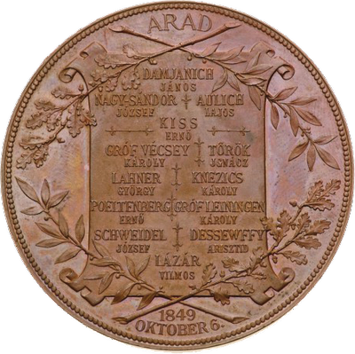 Emlékérme az aradi 13-ról (1890)
