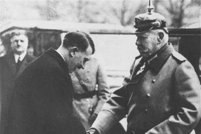 Adolph Hitler shaking hands with Paul Von Hindenburg on the Day of ...