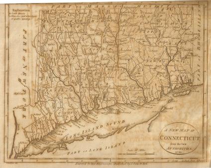 Map of Connecticut. By John Low in 1799 (Wikimedia)