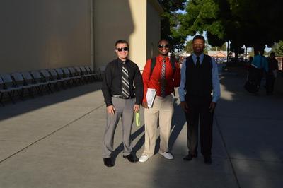 Showing off their interview attire