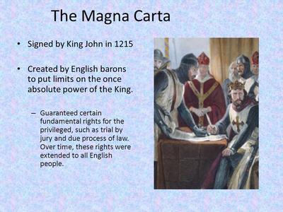 1215 AD The Magna Carta is signed by King John