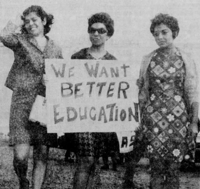 Three student leaders, from left, Mirtala Villarreal, Martina Gonzáles ...