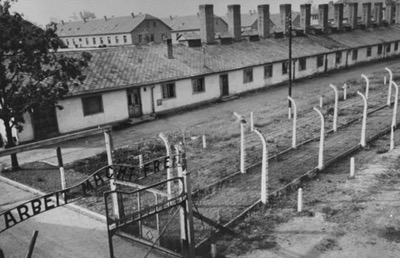 Electrified fence of Auschwitz ("ushmm").