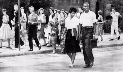 Elizabeth Eckford and Jefferson Thomas, two members of the Little Rock ...
