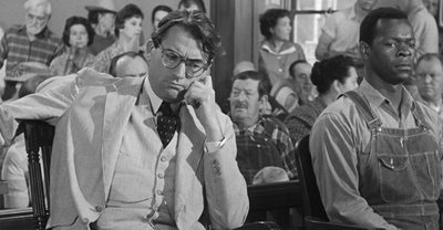 Atticus and Tom Robinson in court in the film adaptation of To Kill A ...