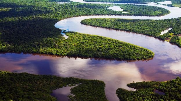-The amazon river system meanders through nine south america countries