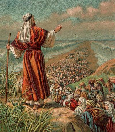 Moses Leading the Hebrews out of their captivity with Egypt