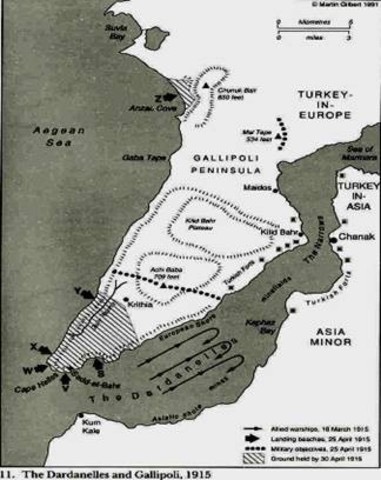Map of Turkey during Chanak Affair. (Photo from timetoast.com).