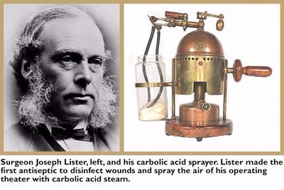Joseph Lister and his carbolic acid sprayer.