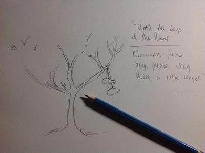 Unfinished sketch of watercolor piece. (There are gaps in between the ...