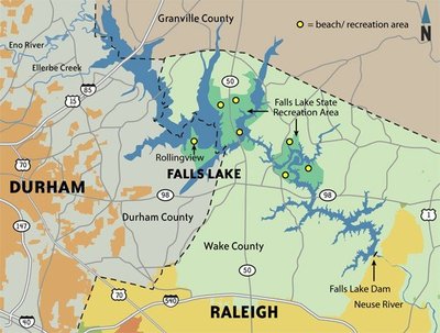 A map of Falls Lake, which flows into the Neuse river (INDY Week)