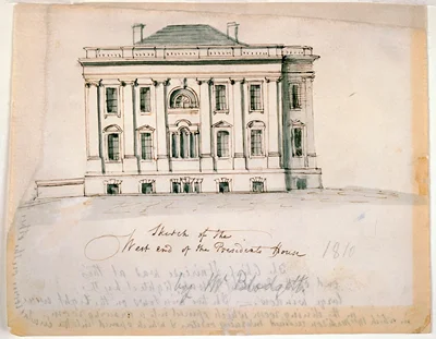 Exterior of the West End of the President's House (Ca. 1800). Image ...