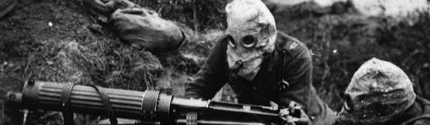 Photo of German soldiers firing a mounted machine gun towards enemy ...