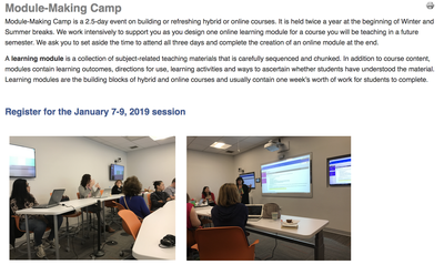 attending a Module-Making Camp (scheduled during Winter and Summer ...
