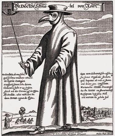 Physicians in the 1700's wore beak like masks to protect them from ...