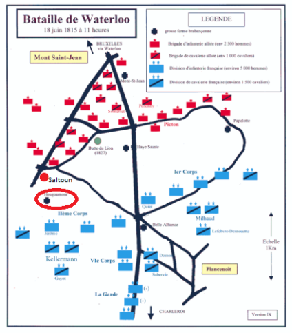 How the armies were set up before battle at 11am on June 18 1815. Made ...