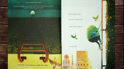 This illustration shows how terrified Humpty Dumpty is to climb back up ...