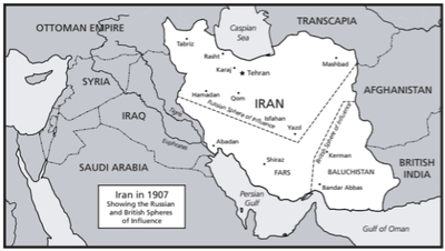 A picture showing how Russia and Great Britain divided Iran among ...