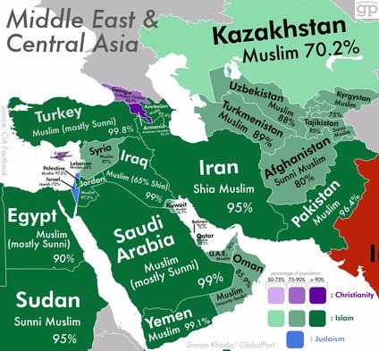Map of religion in Central Asia