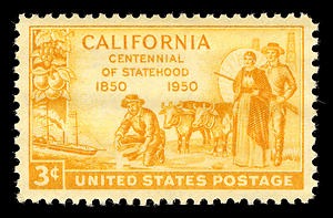 A stamp with the California statehood on it.