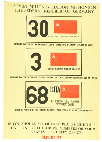 Instruction card showing the number plates used by Soviet military ...