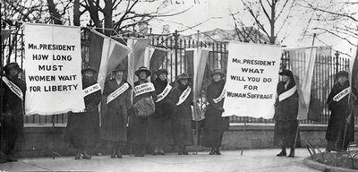Women fighting for suffrage.