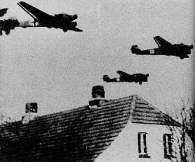 German Para-shooting planes flying over Denmark.