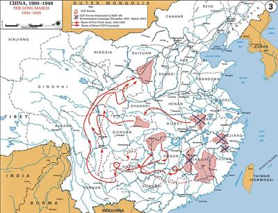 Map of the long march October 1934-36.
